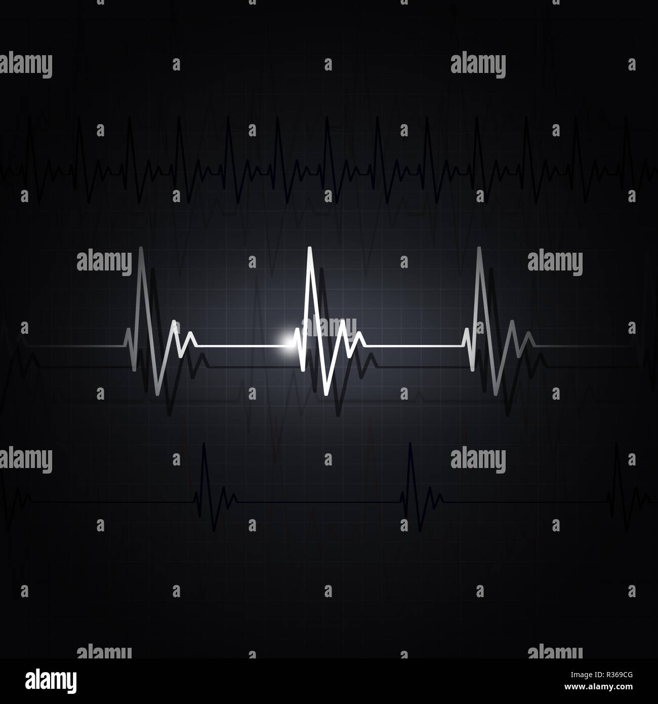 heart pulsating ecg rhythm graph dark background Stock Photo - Alamy