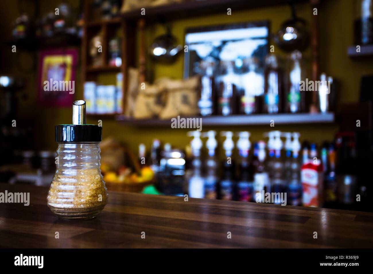 counter and coffee shop interior abstract background Stock Photo - Alamy