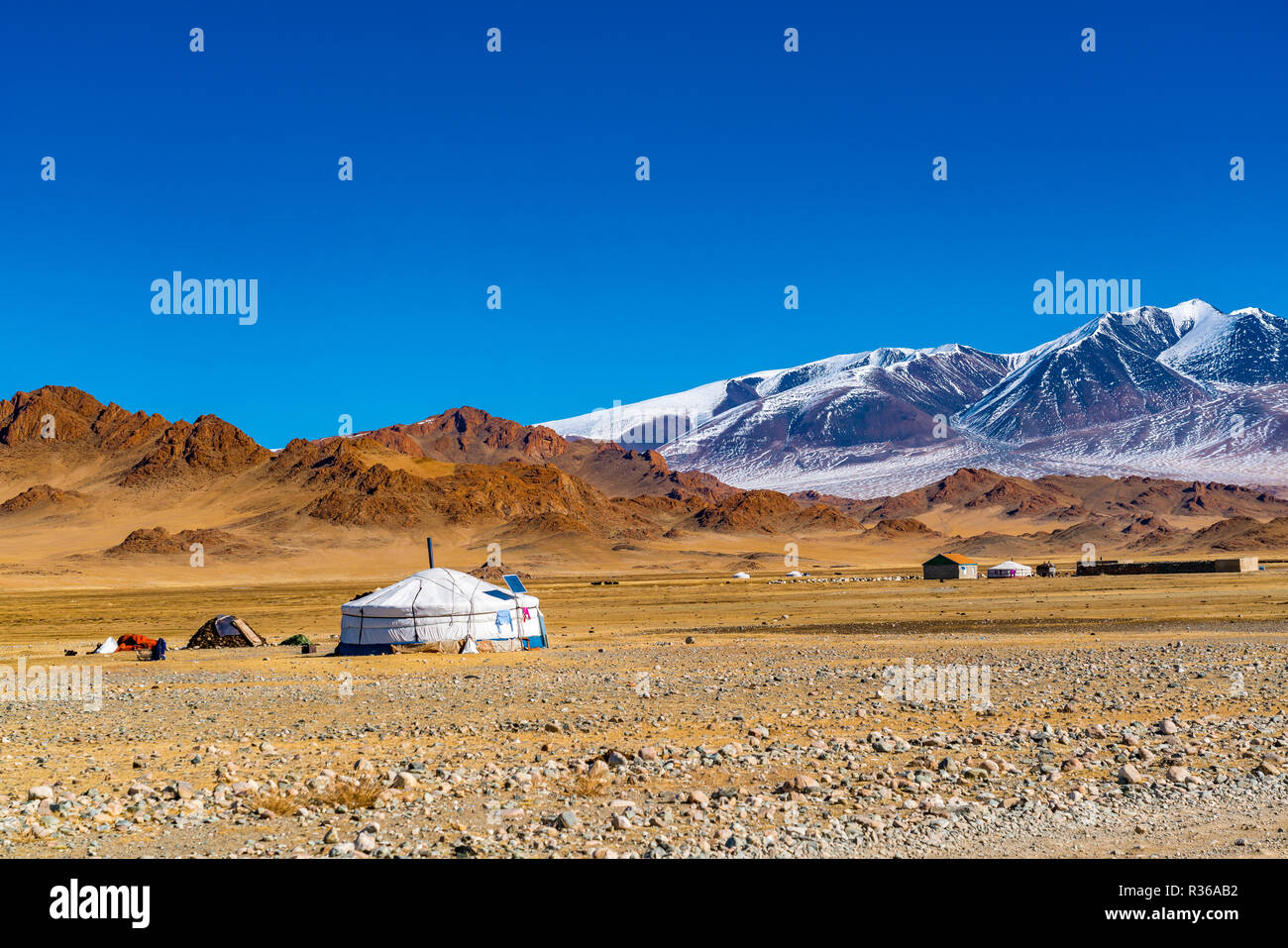 Village in the mongolian steppe hi-res stock photography and images - Alamy