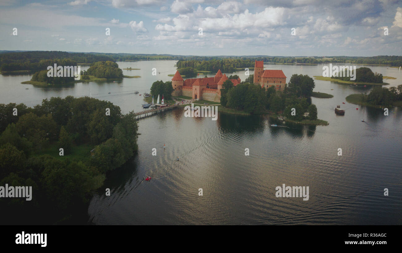 Trakai island castle photography from drone Stock Photo - Alamy