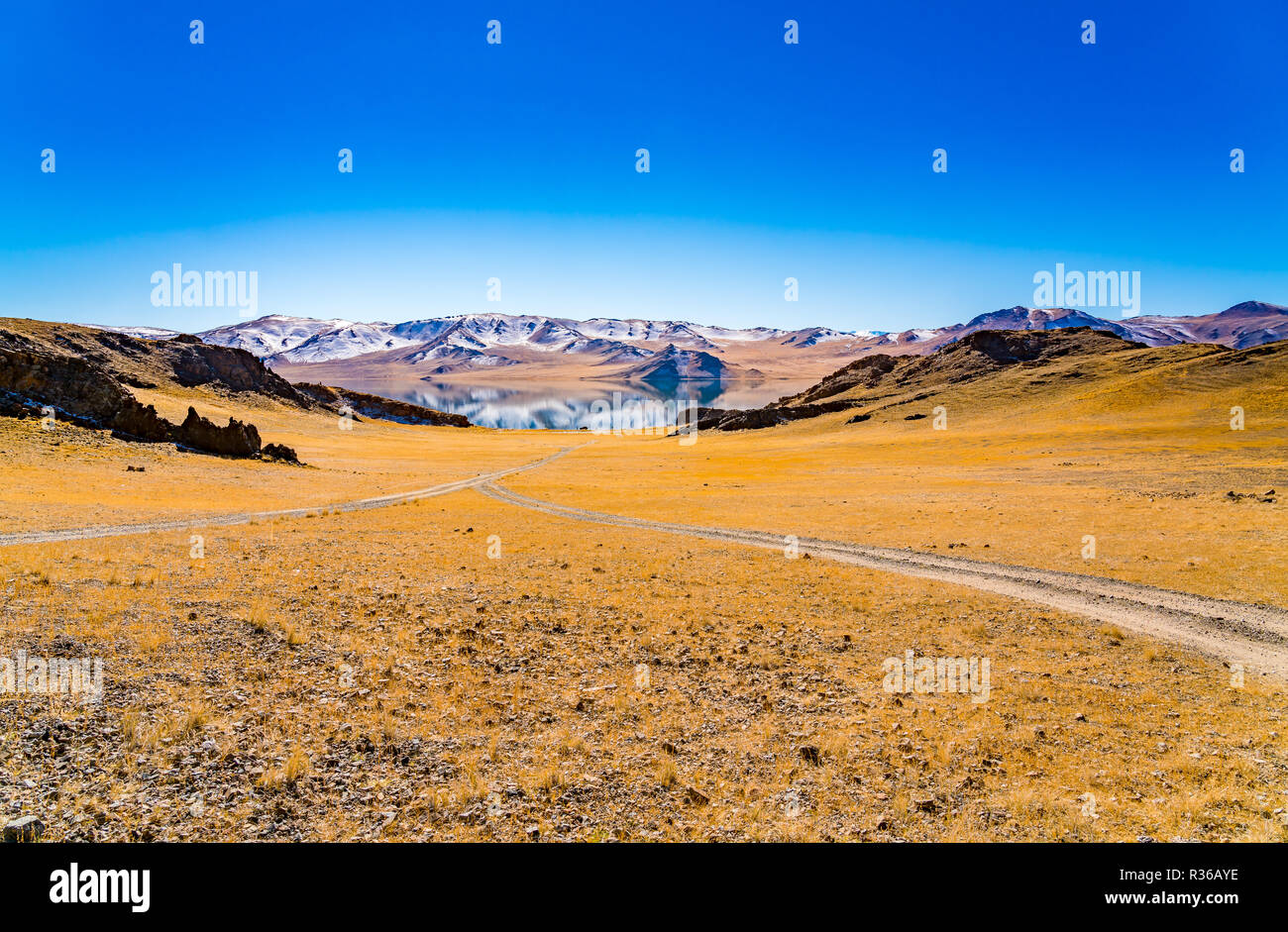 Beautiful view at the Lake Tolbo in autumn at Ulgii in Mongolia Stock ...
