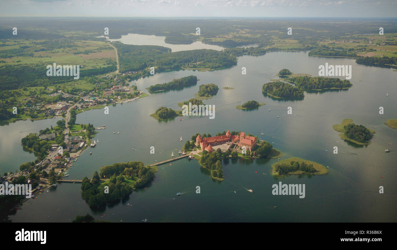 Trakai island castle photography from drone Stock Photo - Alamy