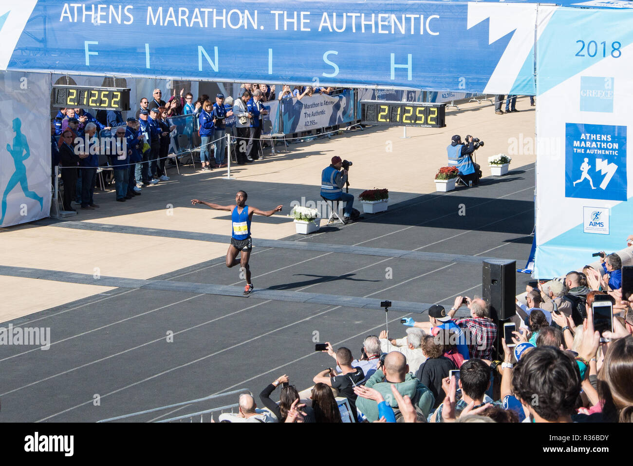36th Athens Authentic Marathon. Tiruneh Workneh Tesfa from Ethiopia ...