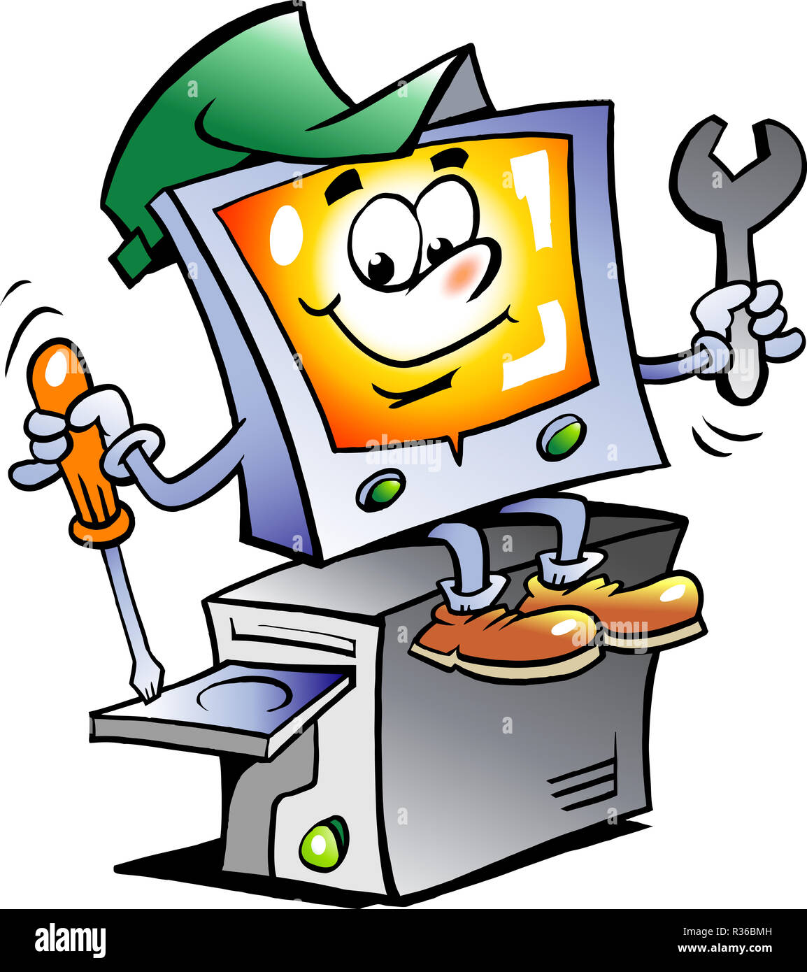 Hand-drawn Vector illustration of an Computer Repairman Stock Photo - Alamy