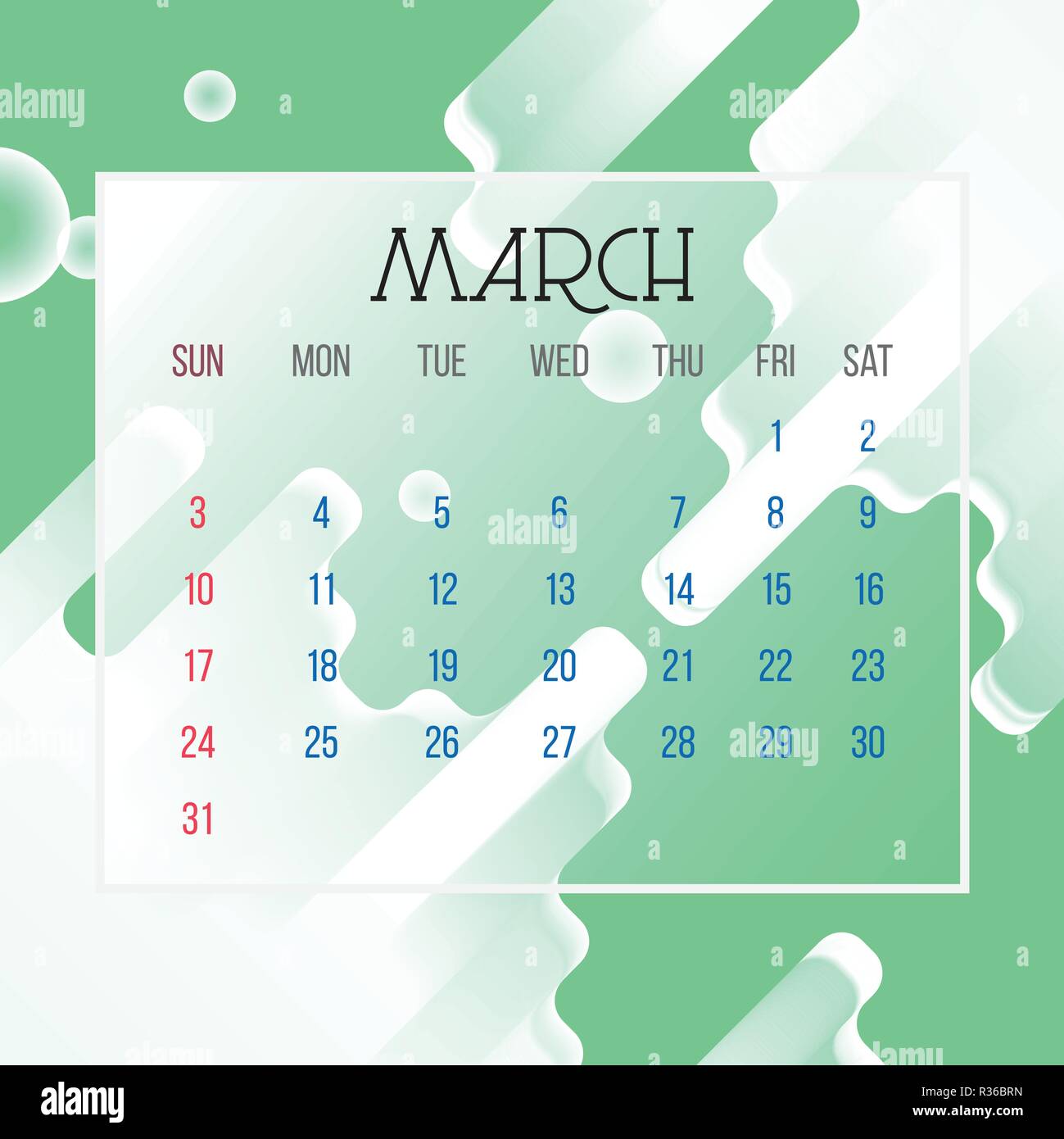 March 2019 Calendar Leaf - Illustration. Vector graphic page with ...