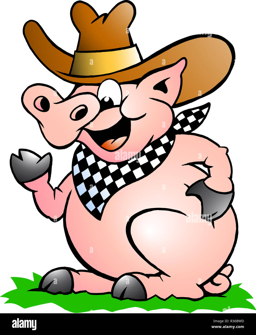 Hand-drawn Vector illustration of an Pig Chef that Welcomes Stock Photo ...