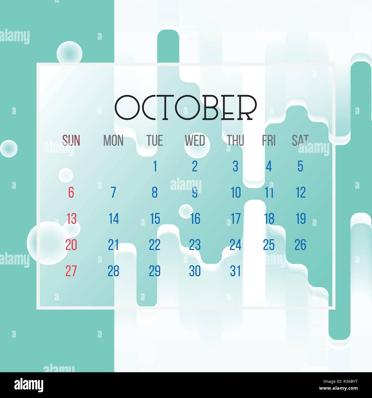 October 2019 Calendar Leaf - Illustration. Vector graphic page with ...