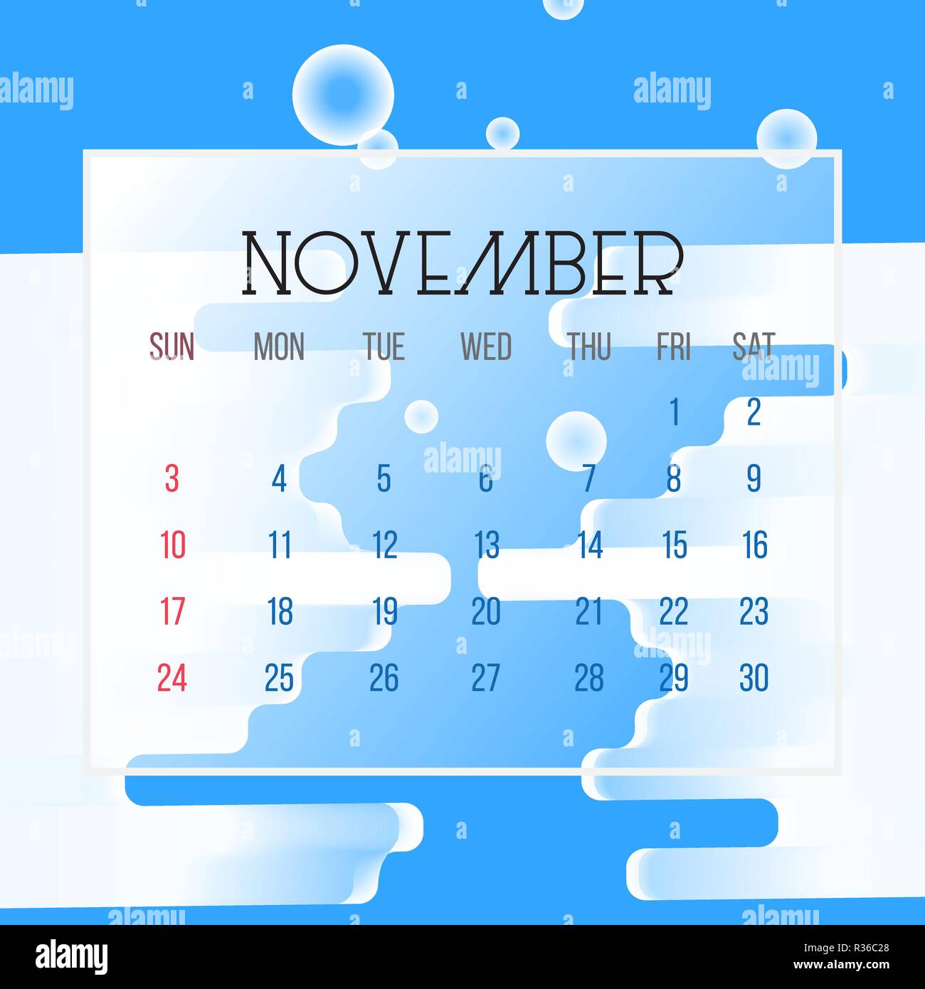 November 2019 Calendar Leaf - Illustration. Vector graphic page with ...