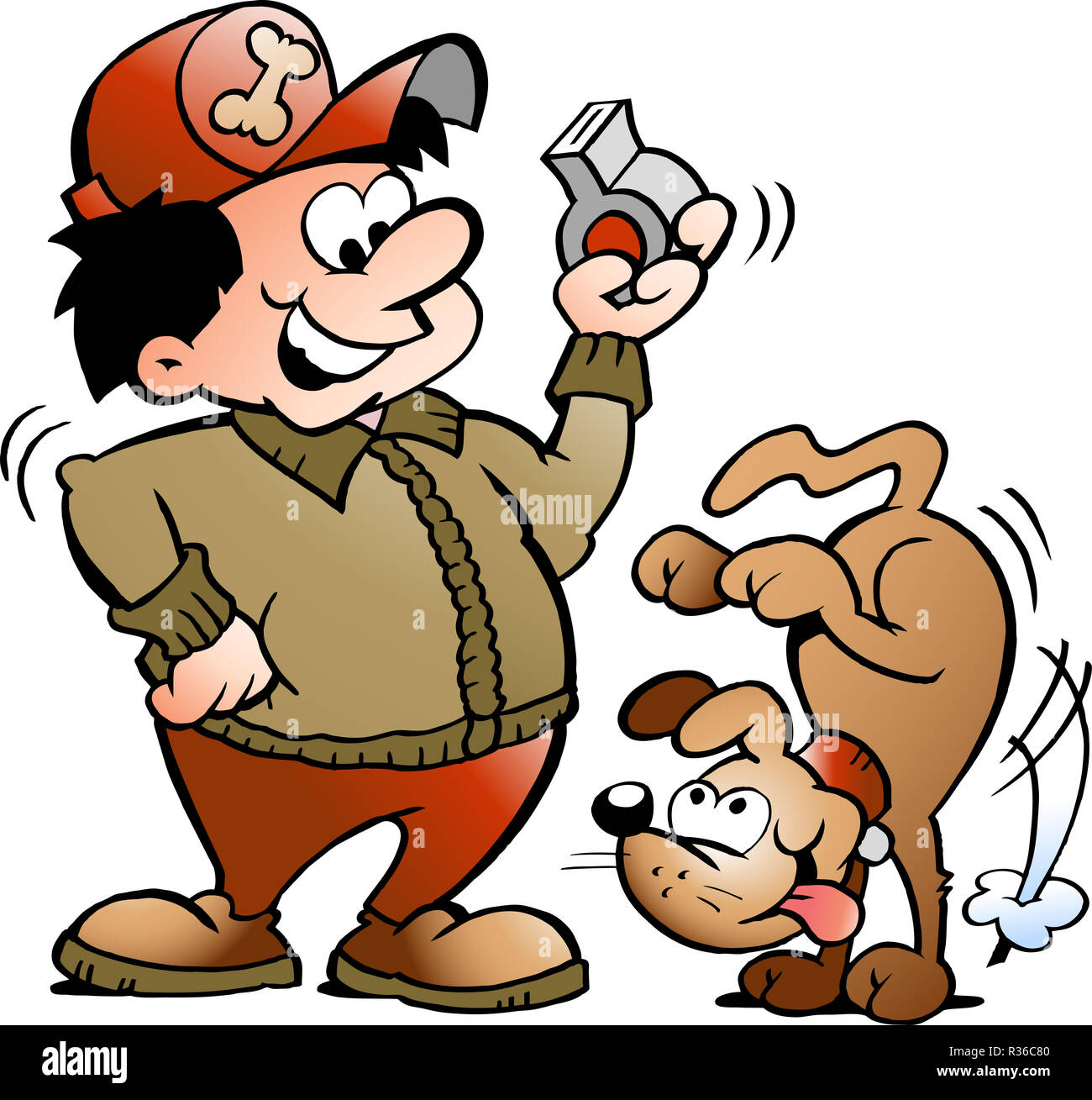 Hand-drawn Vector illustration of an Dog Trainer Stock Photo - Alamy