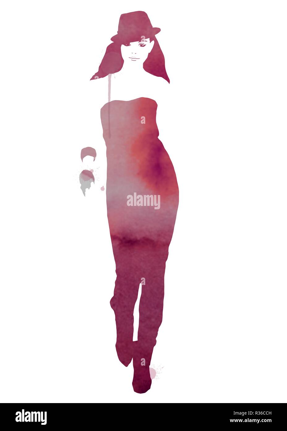 Fashion model illustration in watercolor Stock Photo - Alamy