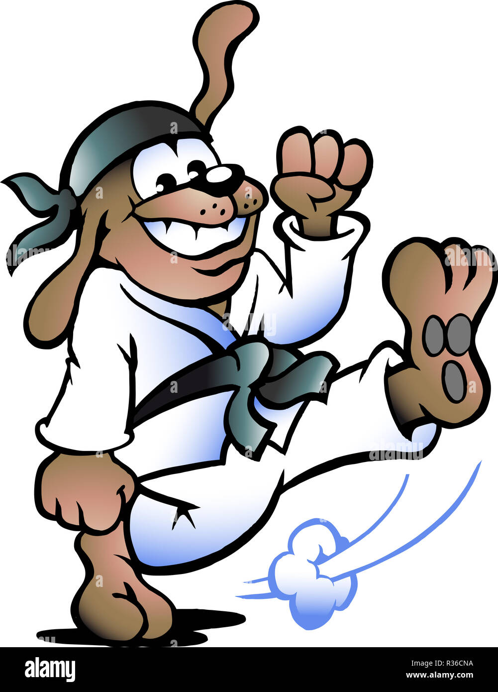 Hand-drawn Vector illustration of an Dog Practices Self-Defense Stock ...