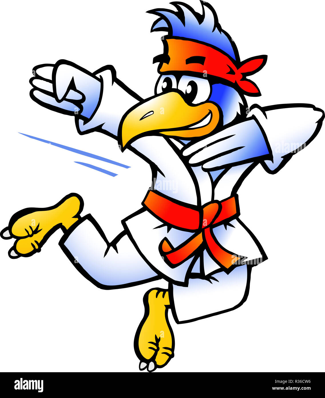 Hand-drawn Vector illustration of an Bird Practices Self-Defense Stock ...