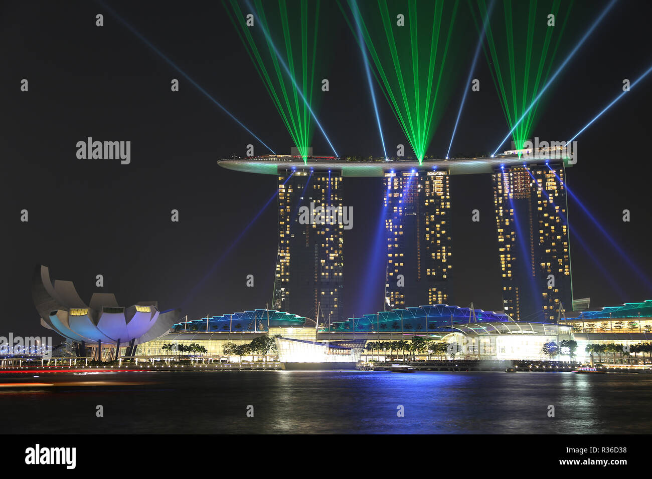 marina bay sands lasershow Stock Photo - Alamy