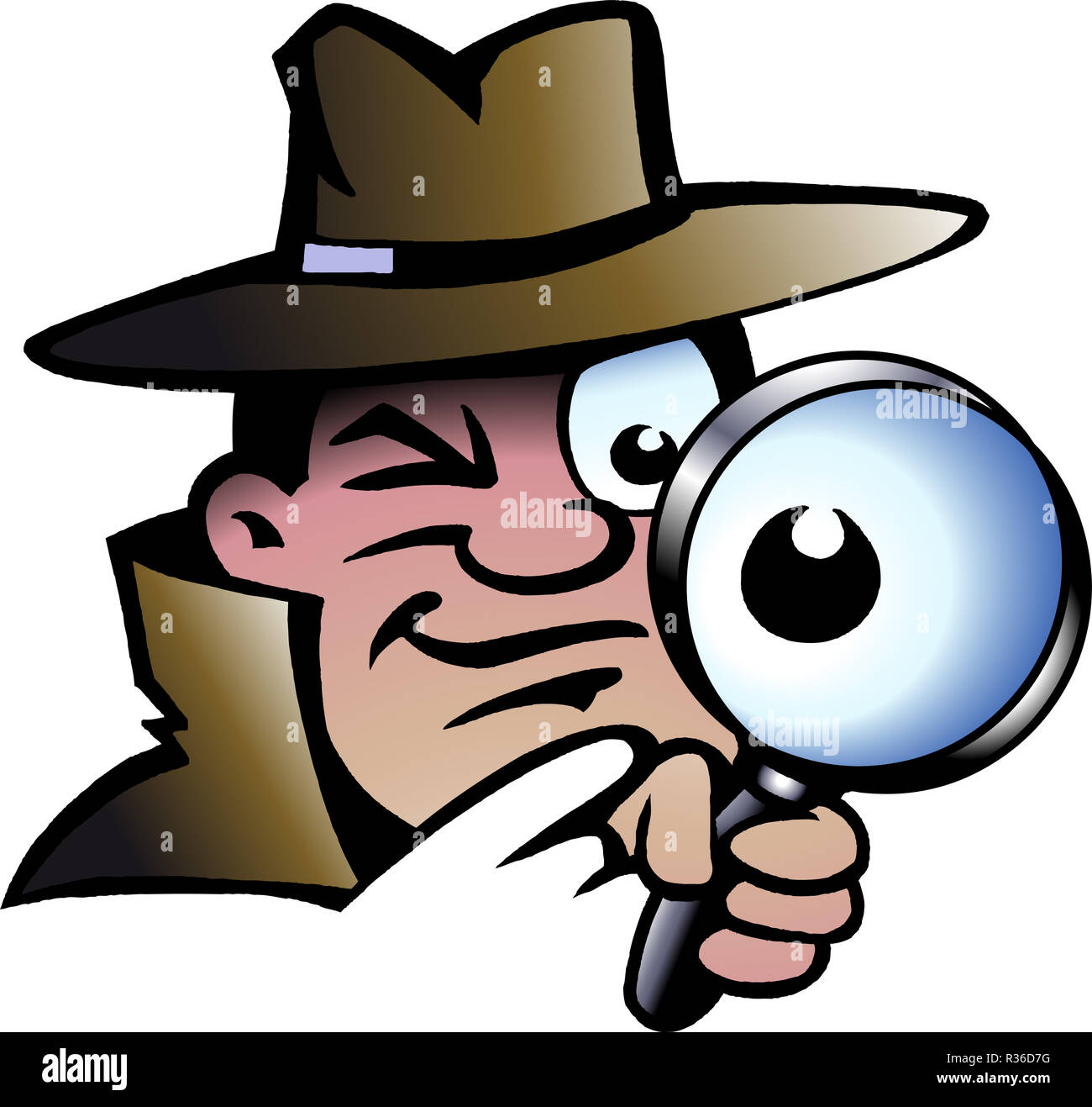 Hand drawn vector illustration inspector detective hi-res stock ...