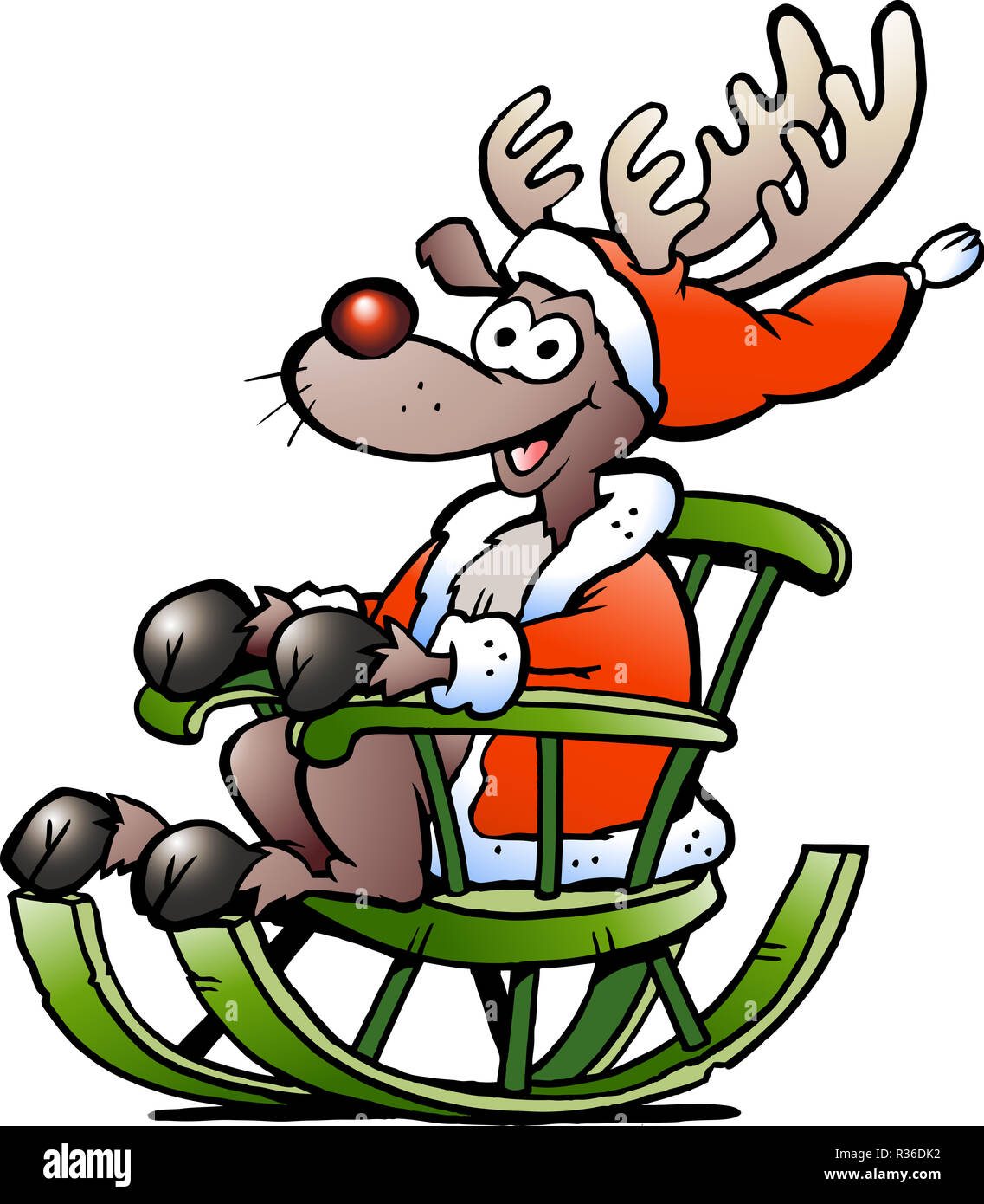 Hand-drawn Vector illustration of an Reindeer sitting in rocking chair ...