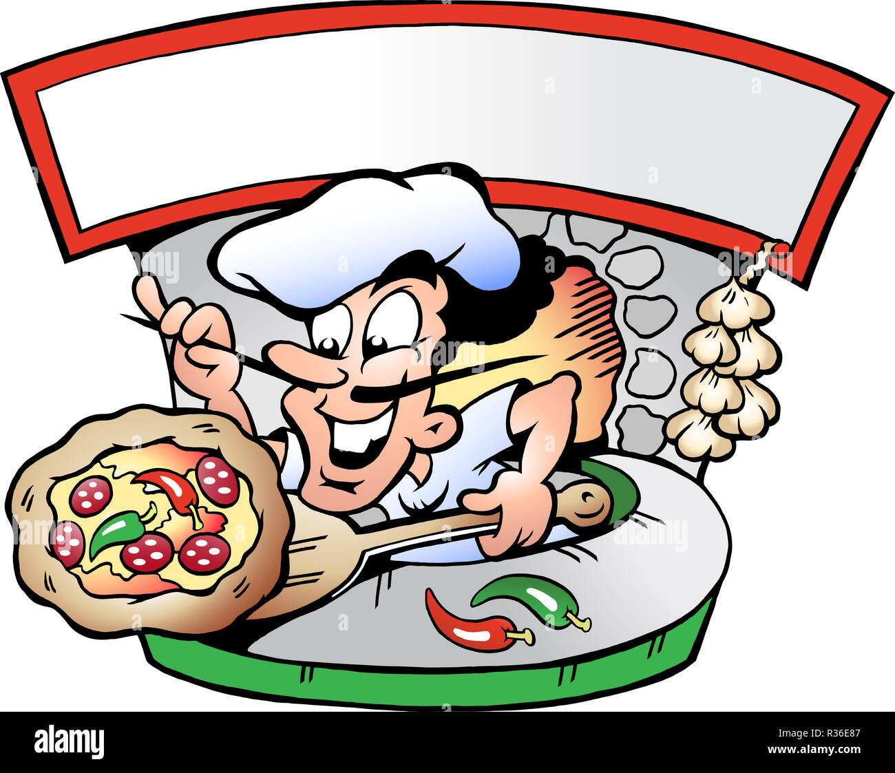 Hand-drawn Vector illustration of an Italian Pizza House Stock Photo ...