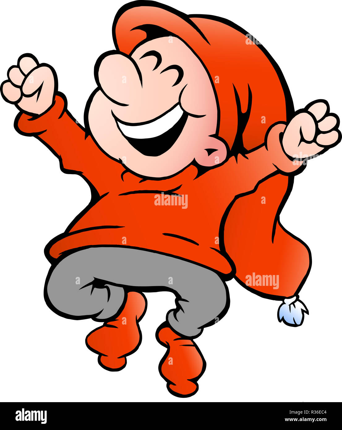 Hand-drawn Vector illustration of an very happy elf Stock Photo - Alamy