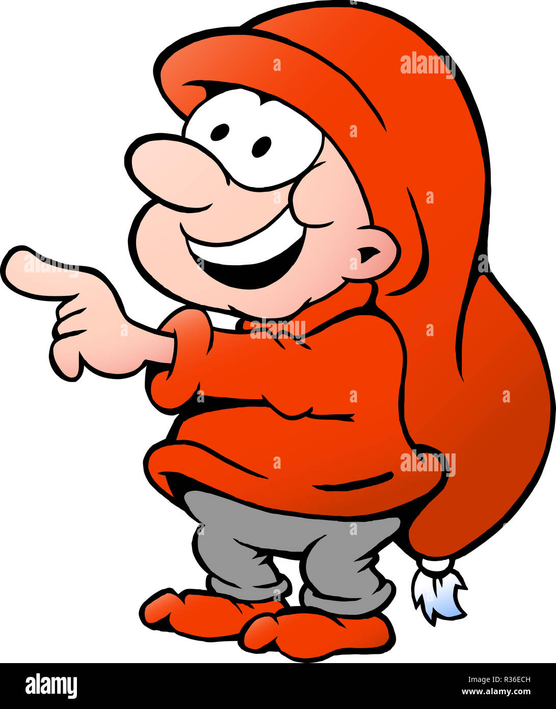 Hand-drawn Vector illustration of an happy elf standing and pointing ...