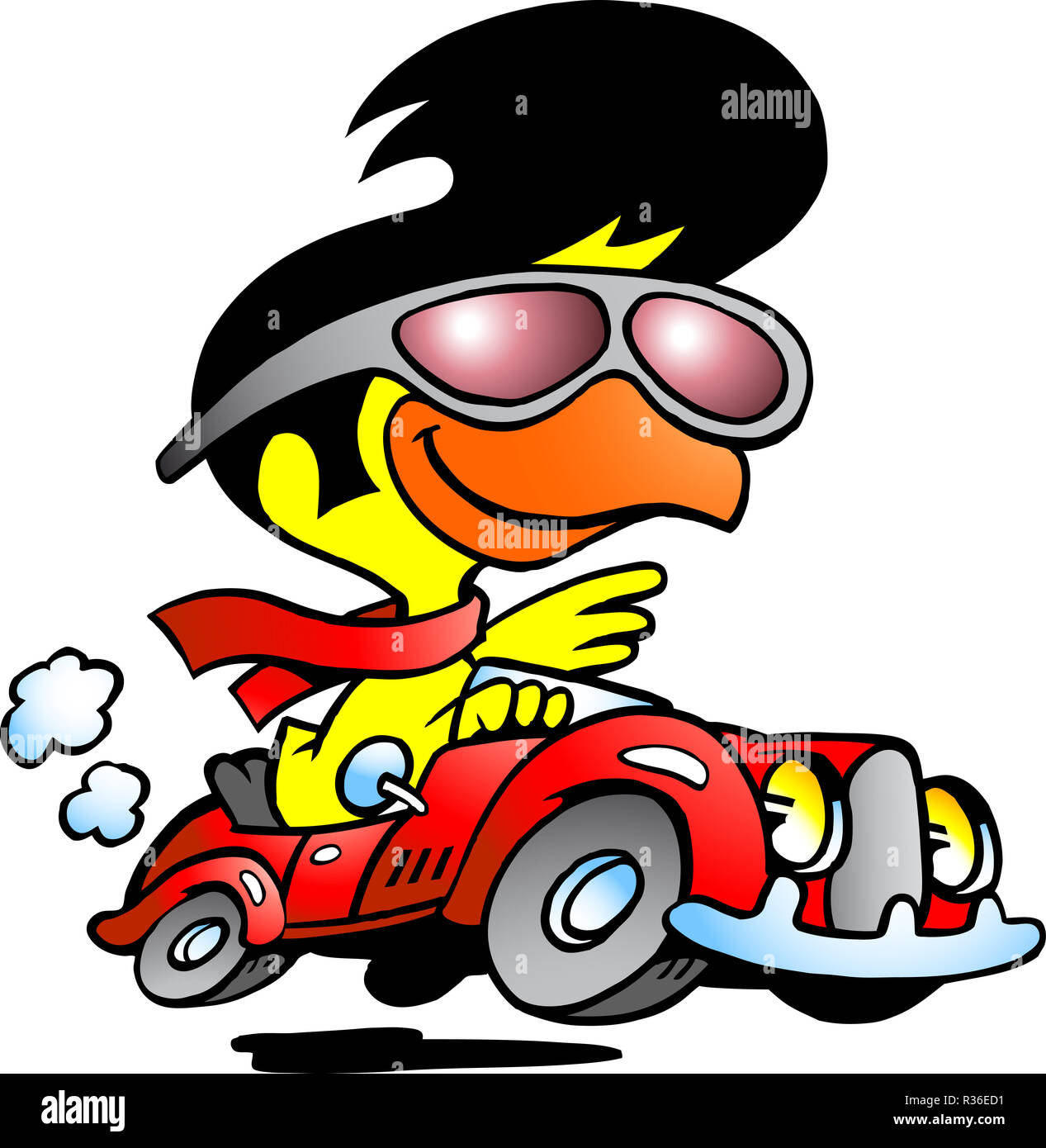 Hand-drawn Vector illustration of an smart chicken driving a sports car ...