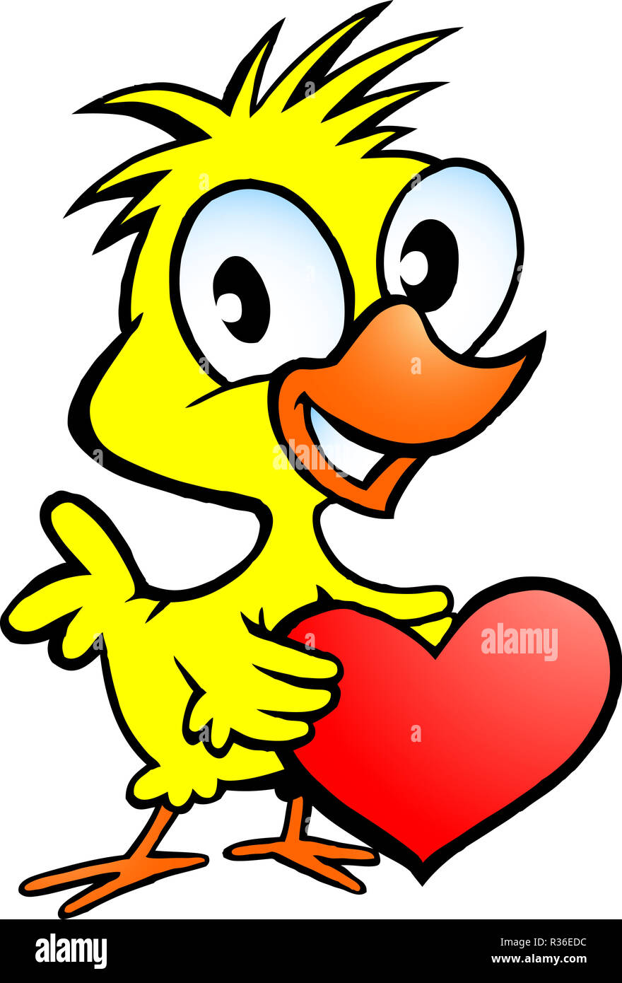 Hand-drawn Vector illustration of an cute chicken holding a heart Stock ...