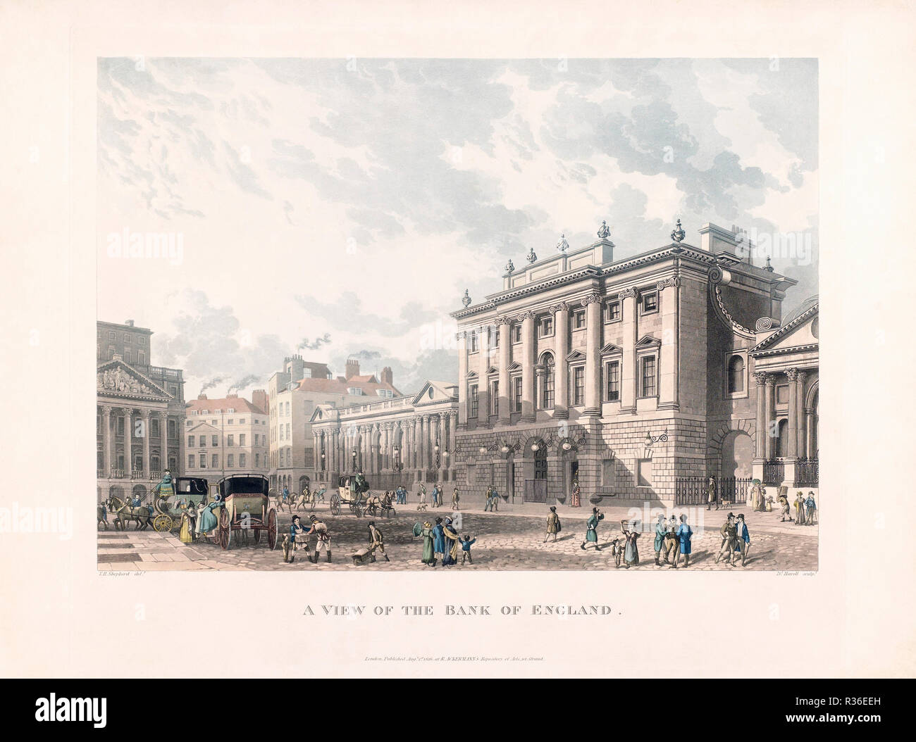 A View of the Bank of England, London, in the early 19th century. From ...