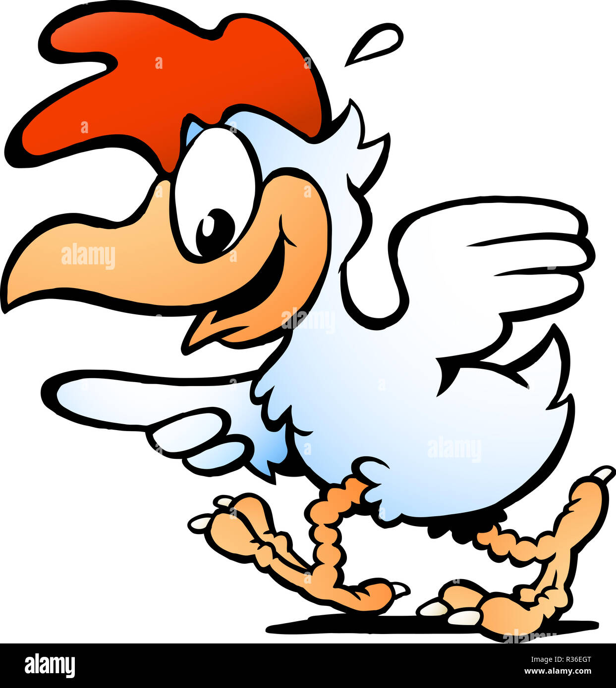 Hand-drawn Vector illustration of an hen running and pointing Stock ...