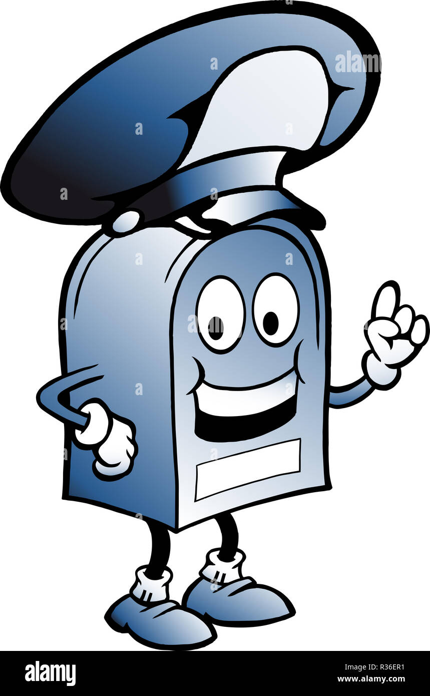 Hand-drawn Vector illustration of an blue Mailbox with a big hat Stock ...