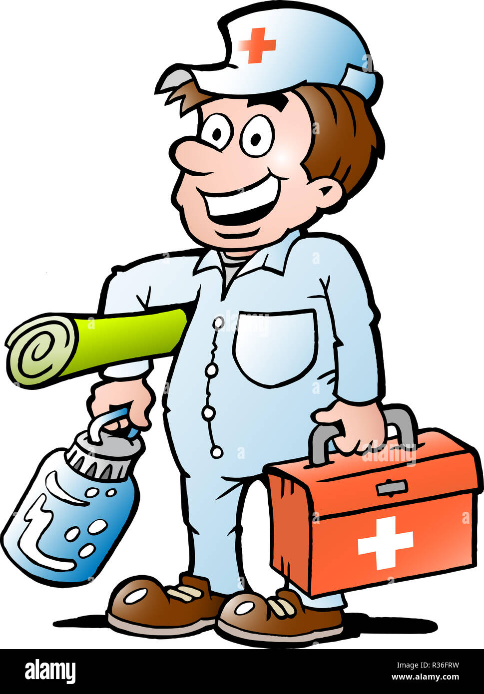 Hand-drawn Vector illustration of an Happy AID Humanitarian Worker ...