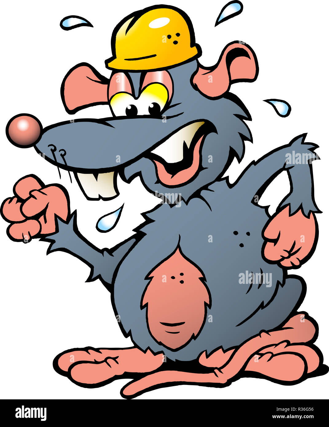 Hand-drawn Vector illustration of an angry upset Rat with yellow Helmet ...