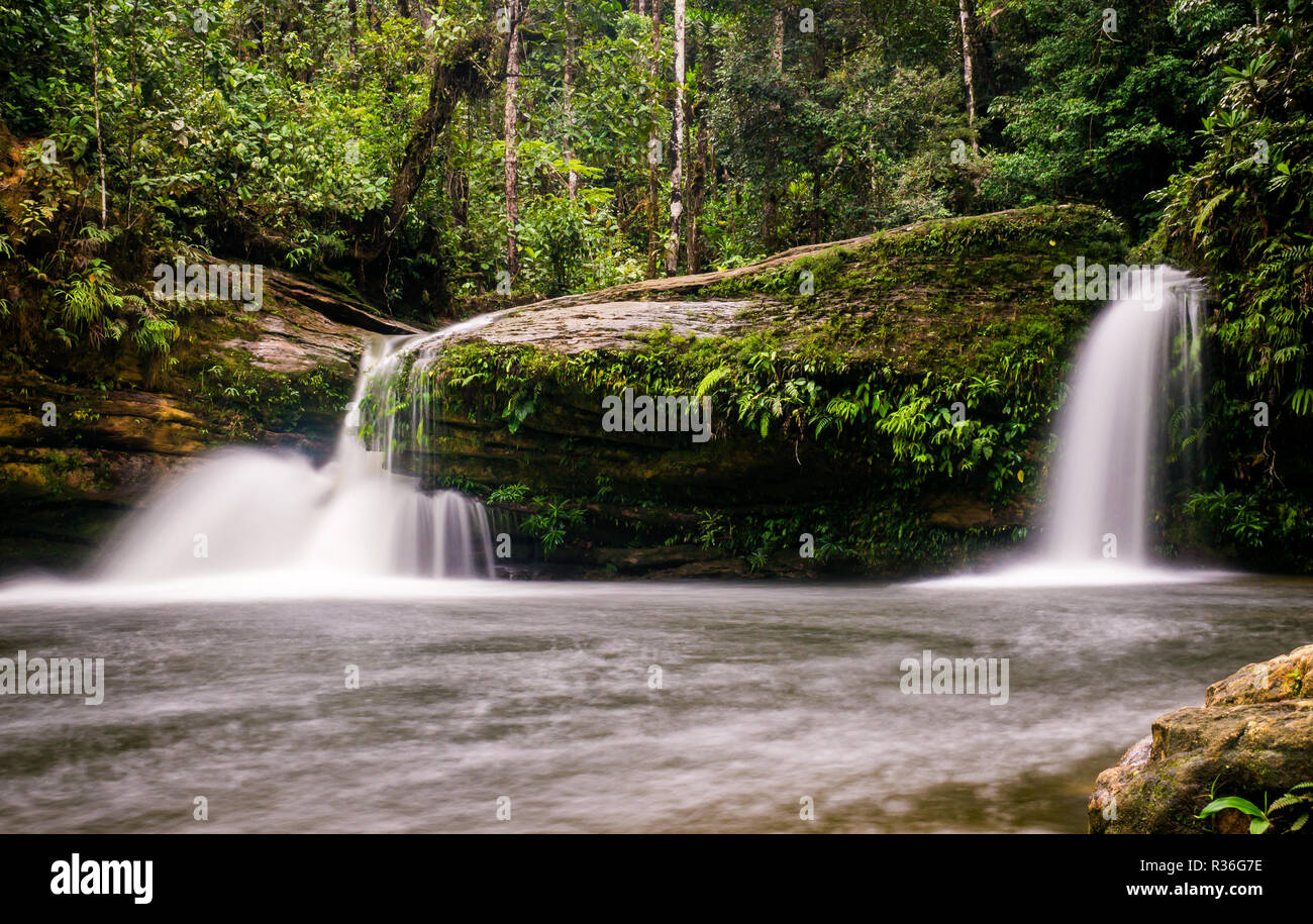 Small waterfall at Fin del Mundo Waterfall in Mocoa, Southern Colombia ...