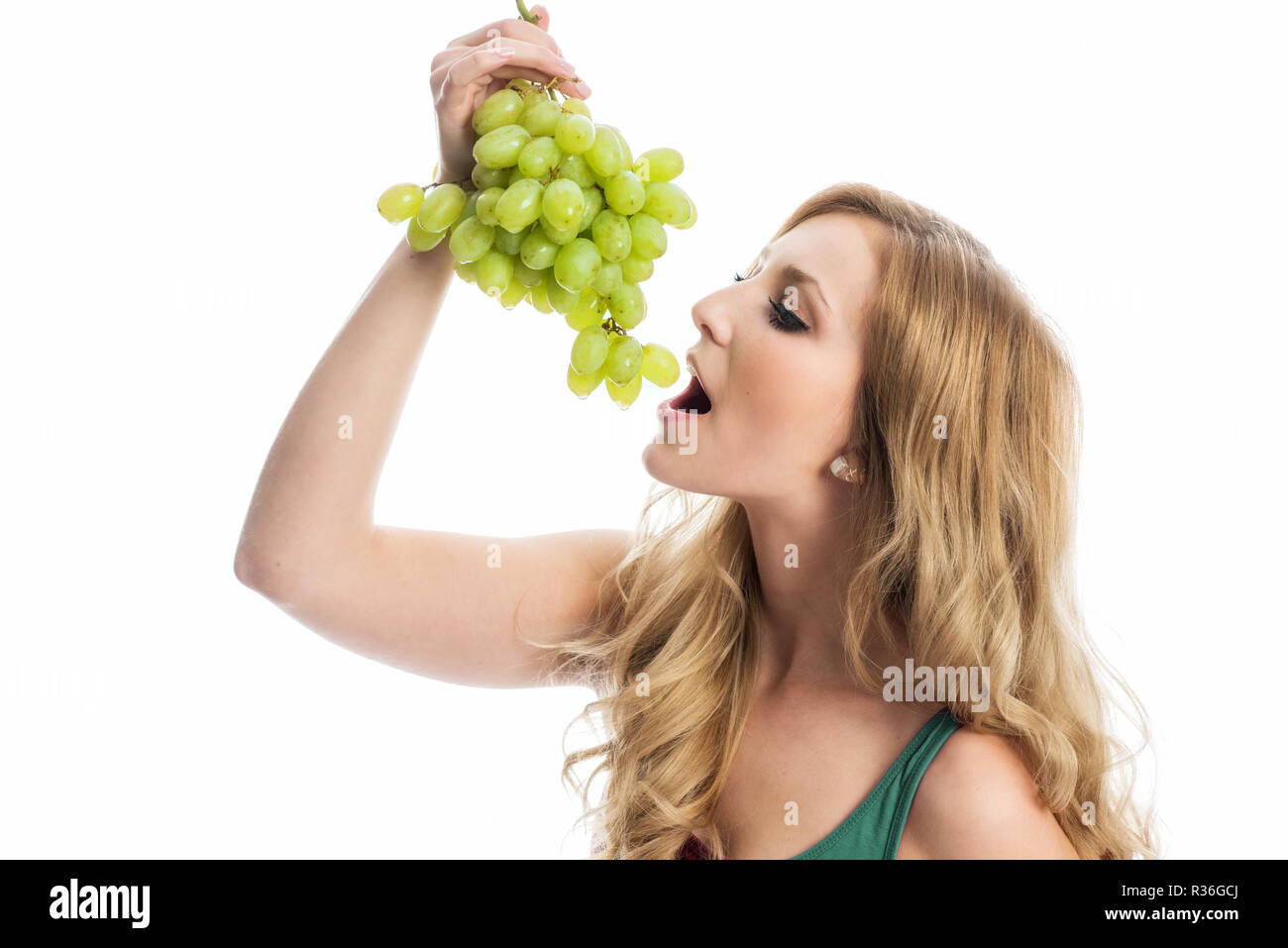 woman with grapes Stock Photo - Alamy