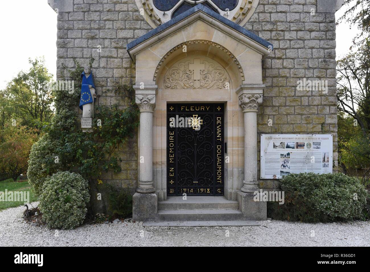 October 20, 2018 - Fleury-devant-Douaumont: Chapel in the village of ...