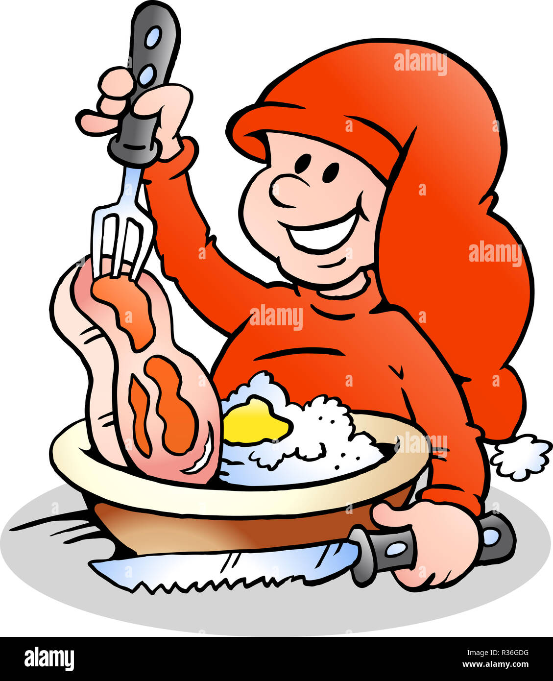Hand-drawn Vector illustration of an Happy Christmas Elf Cooking Stock ...