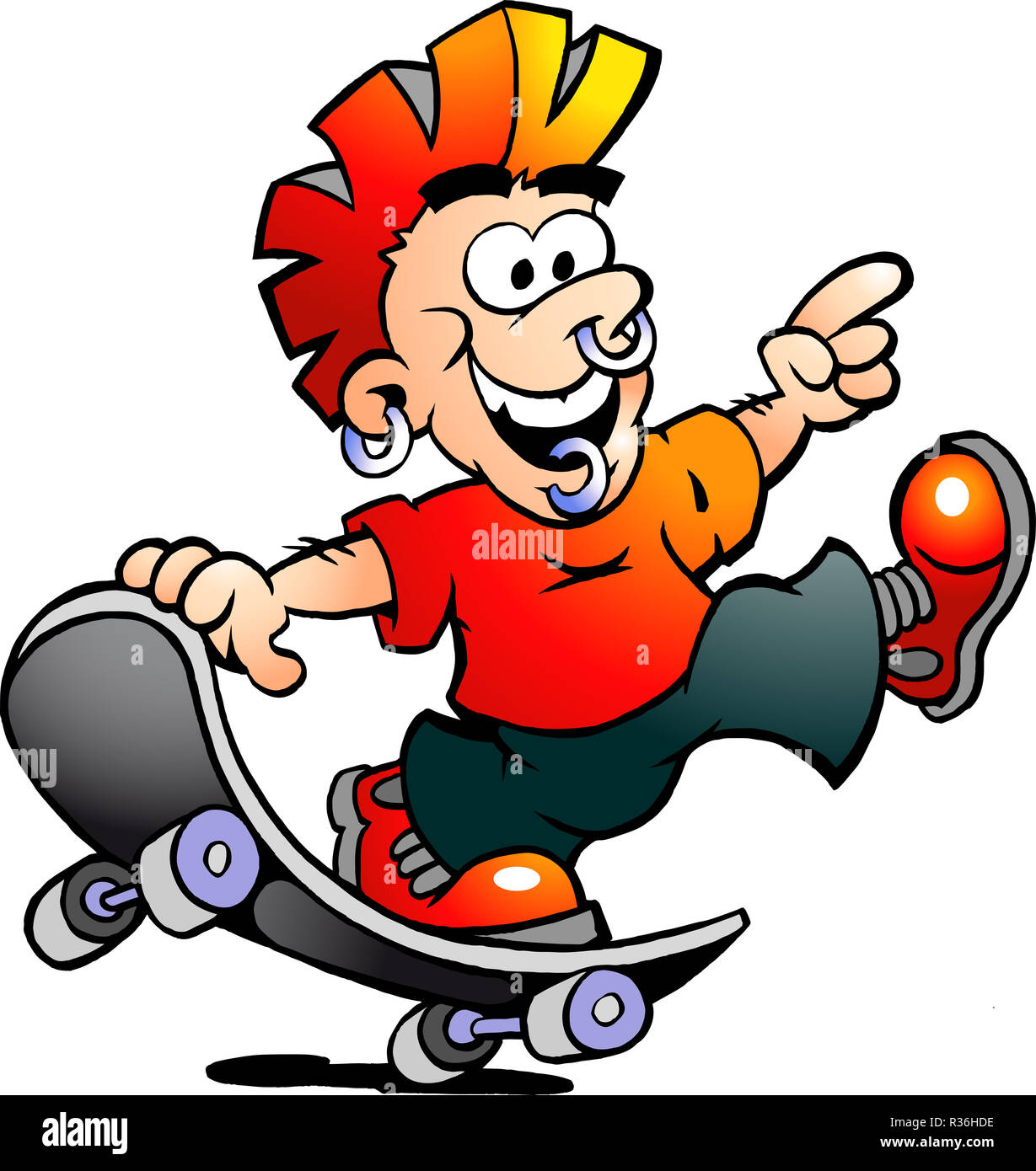 Hand-drawn Vector illustration of an Happy Cool Skater Boy Stock Photo ...