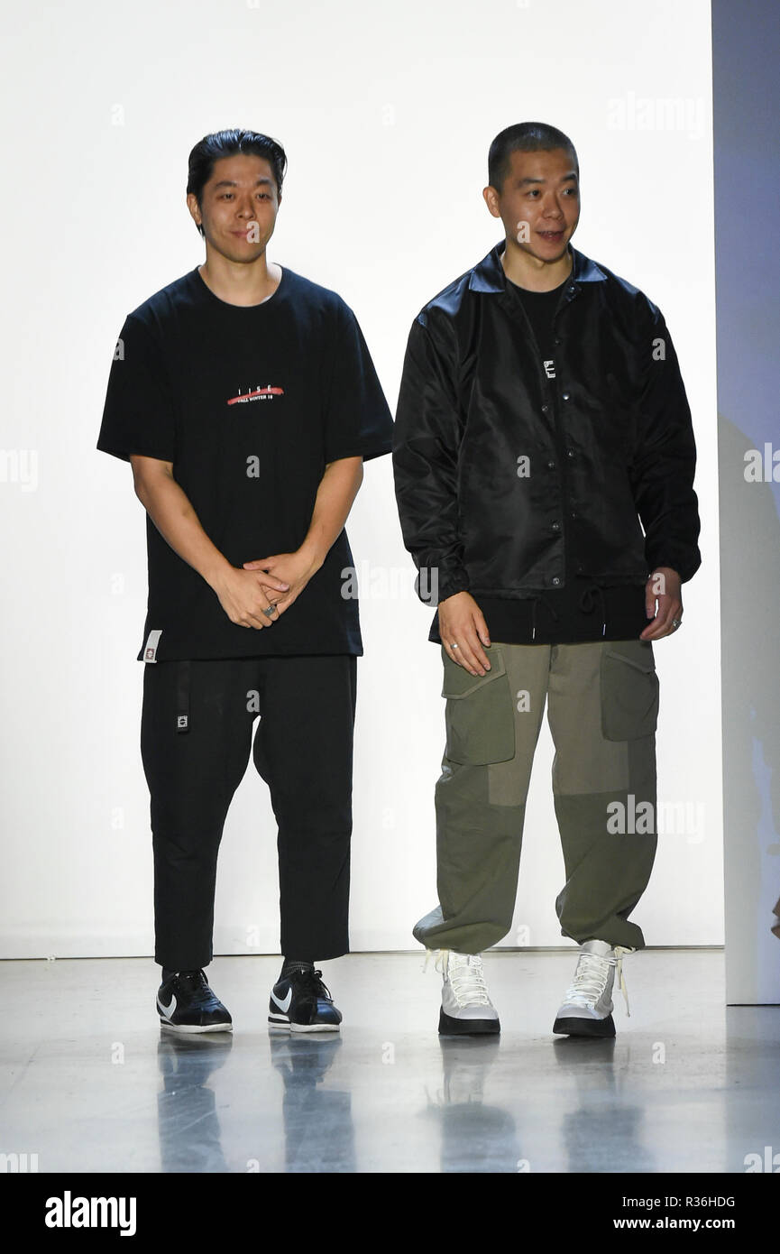 NEW YORK, NY - SEPTEMBER 07: Designers Terrence Kim and Kevin Kim walk ...