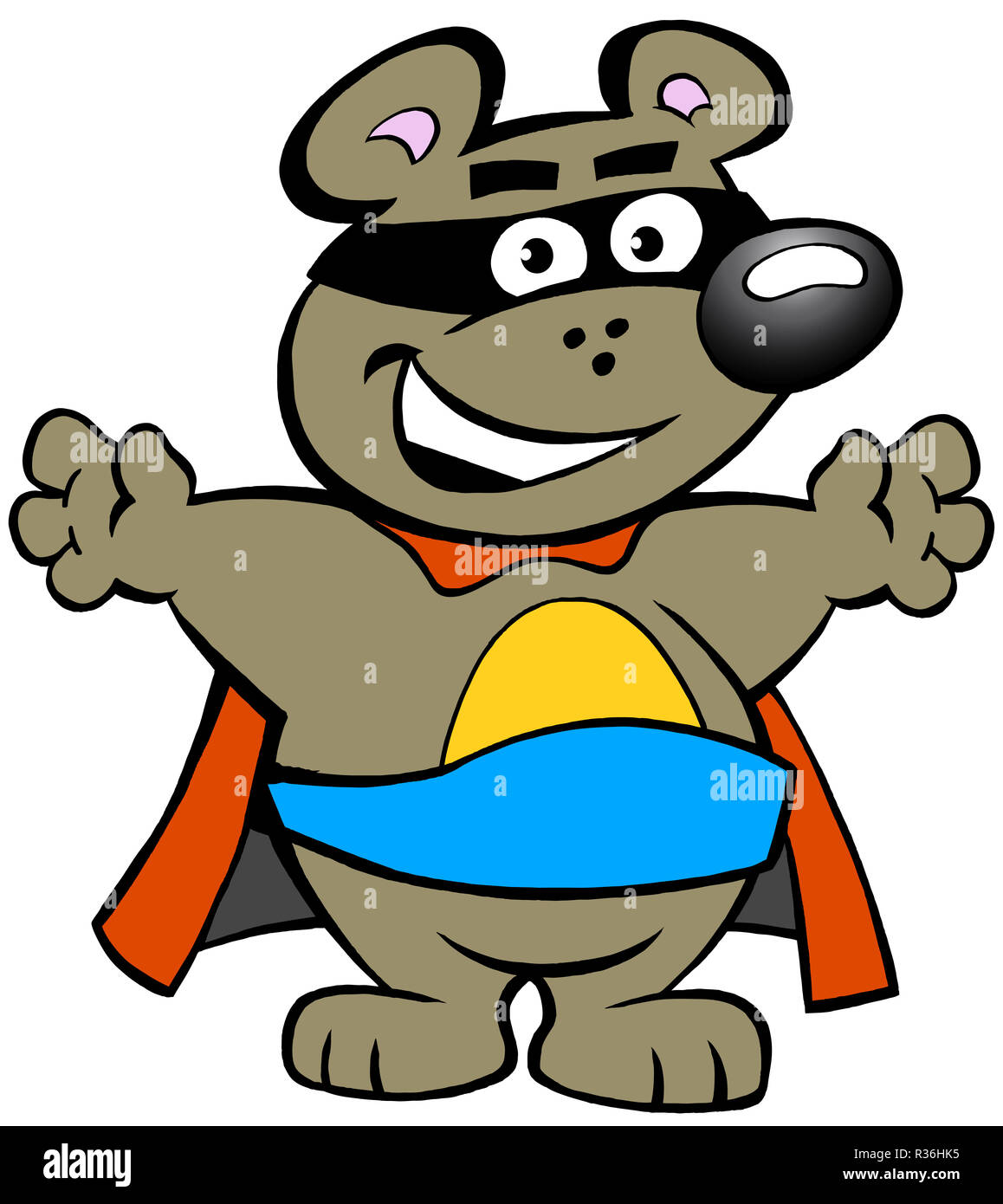 Vector illustration of an Happy Strong Super Hero Bear Stock Photo - Alamy
