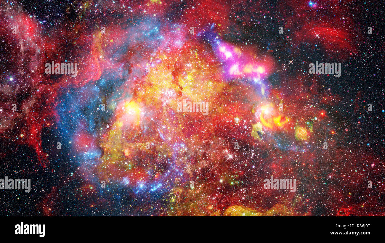 Supernova explosion with glowing nebula in the background. Elements of ...