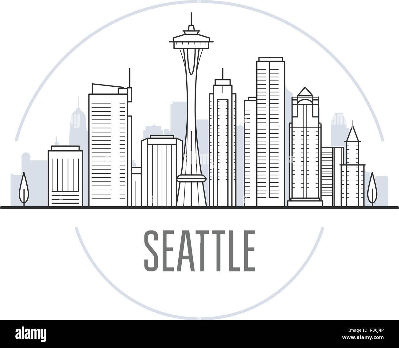 Seattle skyline silhouette Stock Vector Images - Alamy