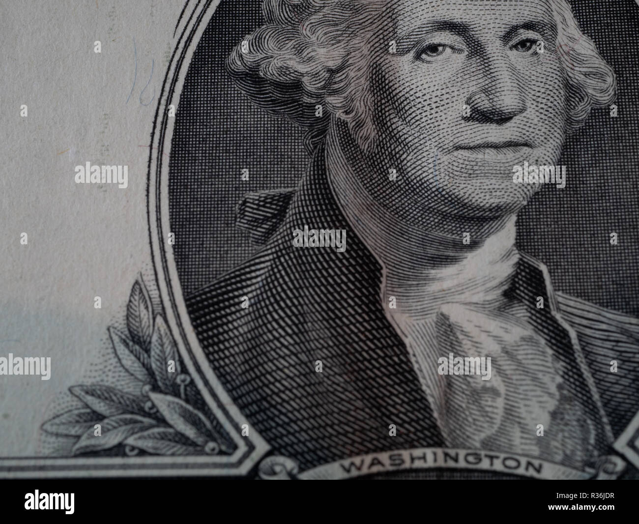 macro portrait of first president of United States George Washington on ...