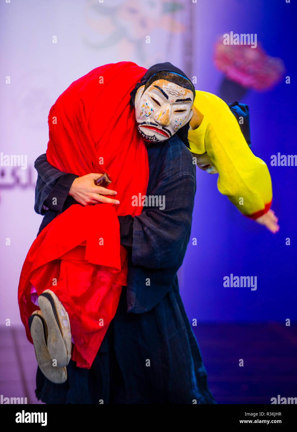 Actors performing the traditinal Korean Maskdance at Andong Korea Stock ...