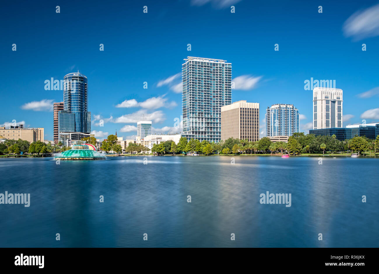 Downtown Orlando from Lake Eola Park on a beautiful sunny Day Stock ...