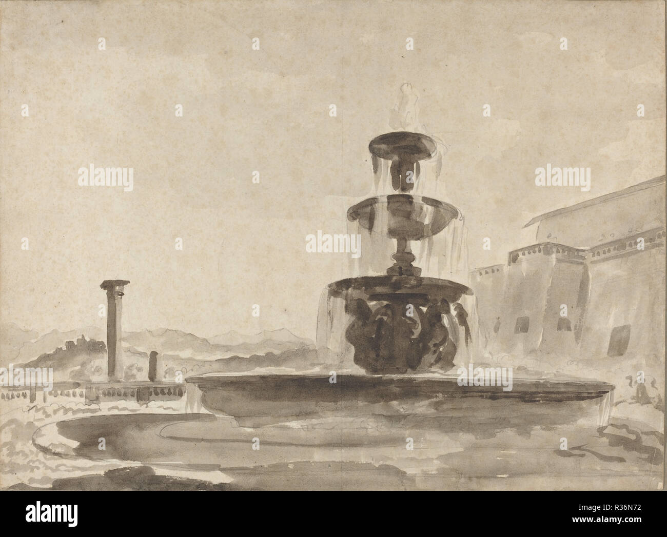 The Fountain. Dated: 18th century. Dimensions: overall: 33.6 x 45.5 cm ...