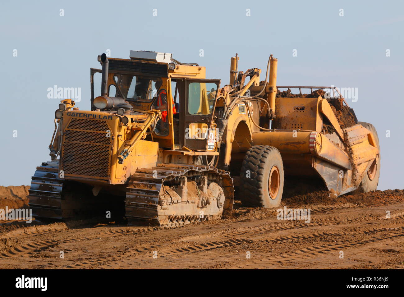 R Billings Caterpillar motor scrapers removing over burden on the early ...