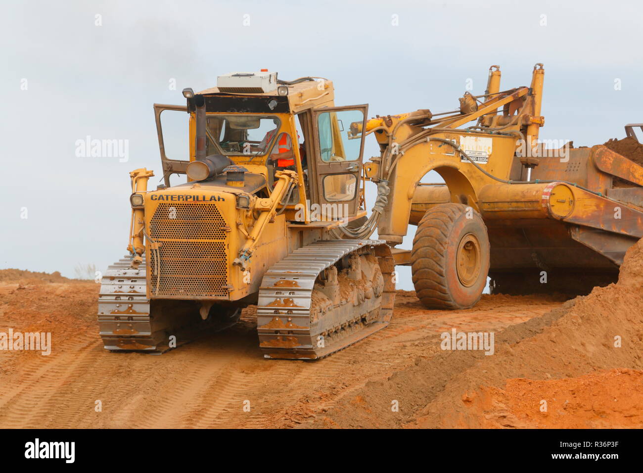 R Billings Caterpillar motor scrapers removing over burden on the early ...