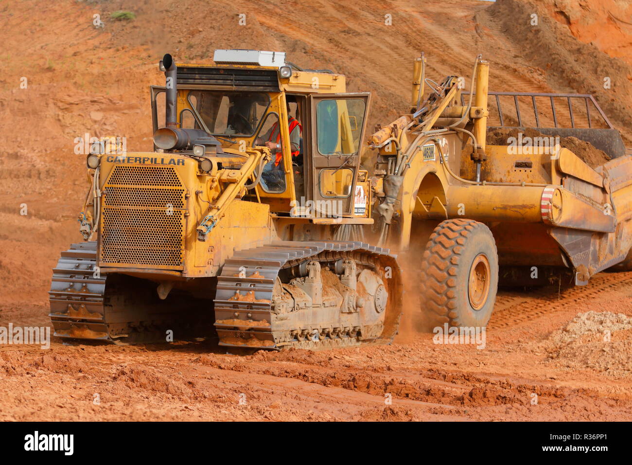 R Billings Caterpillar motor scrapers removing over burden on the early ...