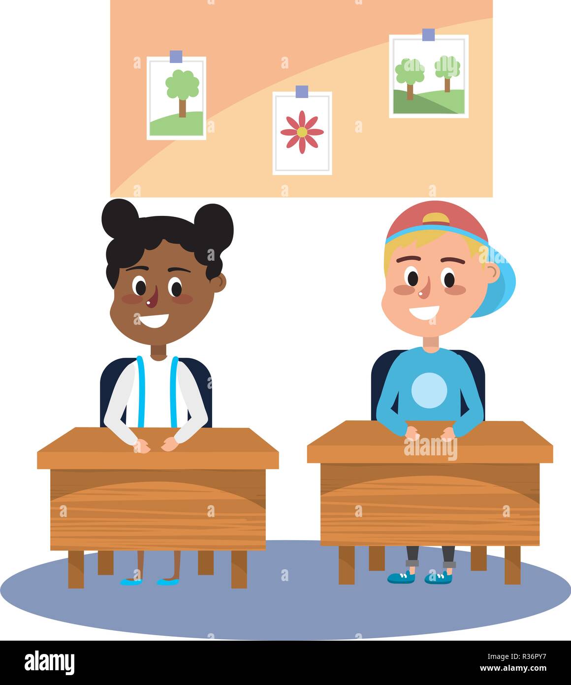 elementary school students cartoon vector illustration graphic design ...