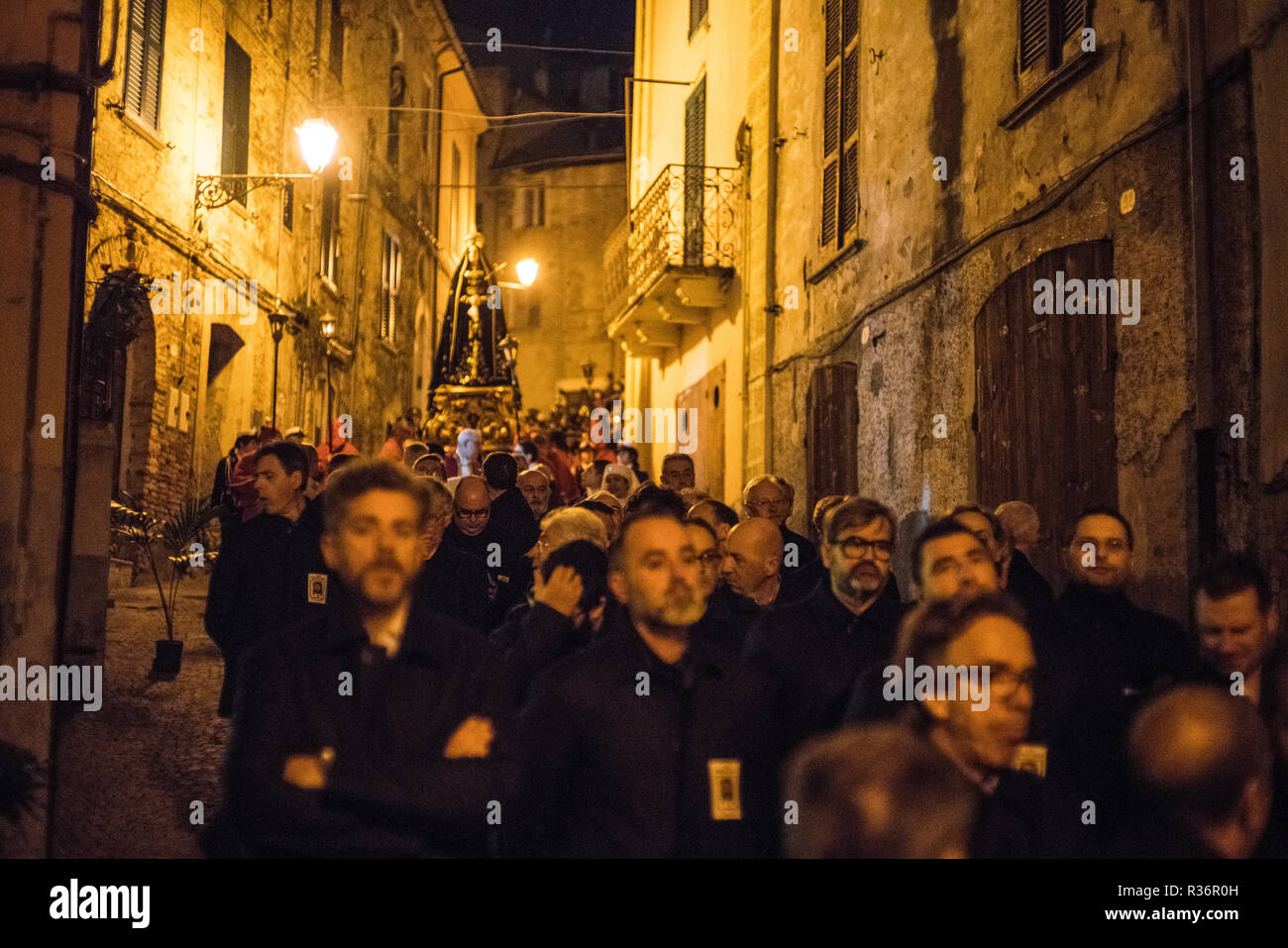 Easter processions in the street of the village Penne, Italy, Europe ...
