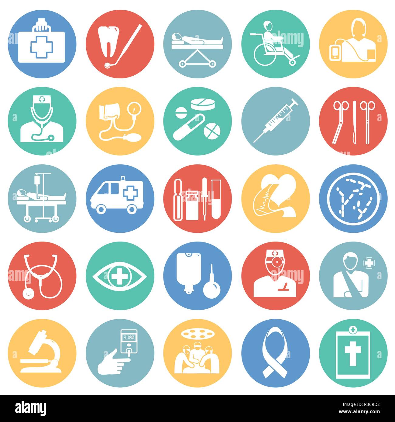 Medicine icon set on color circles background icons Stock Vector Image ...