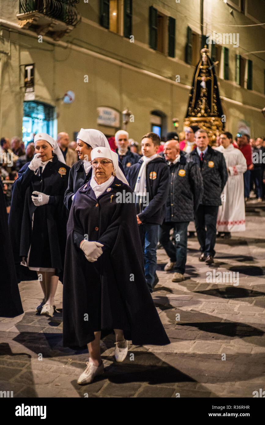 Easter processions in the street of the village Penne, Italy, Europe ...
