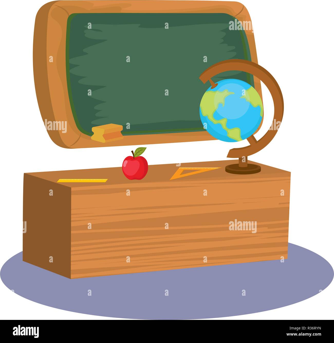 elementary school classroom with board and desk cartoon vector ...